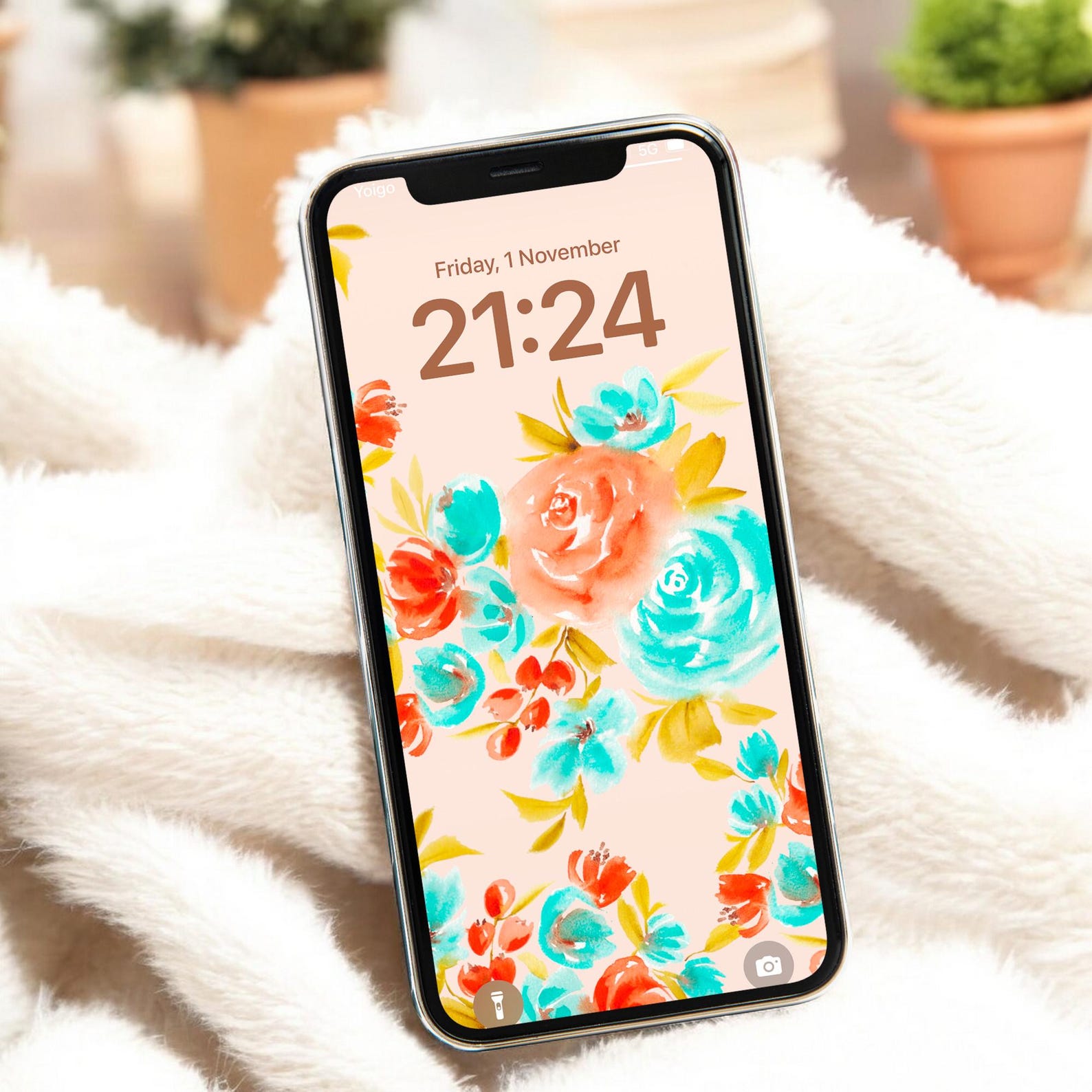 7 Painted Watercolor Floral Phone Wallpapers - Digital Download | Lock ...