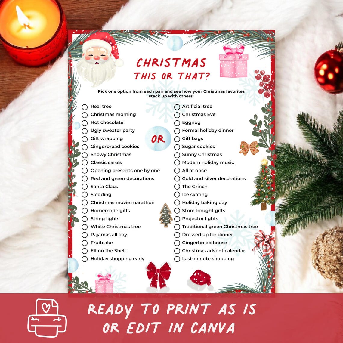 Fun Christmas "this or That" Game | Printable Holiday Party Activity ...
