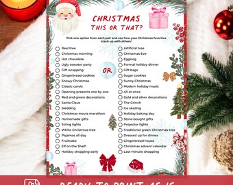 Fun Christmas "this or That" Game | Printable Holiday Party Activity ...