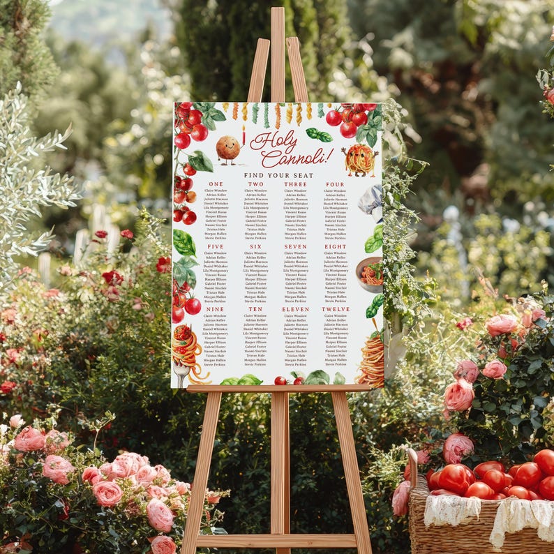 Holy Cannoli Seating Chart, Little Meatball Table Plan, Italian Pasta ...
