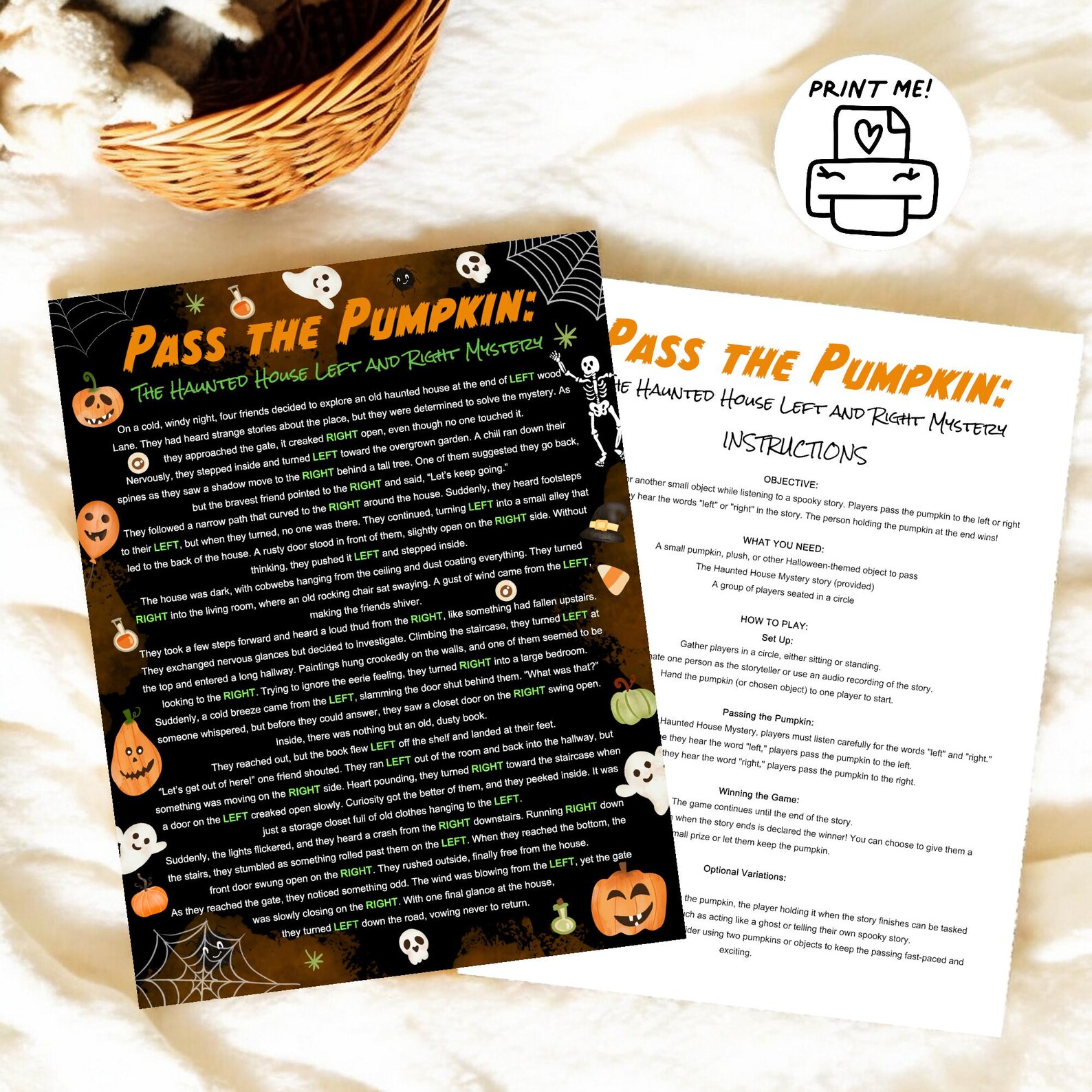 Pass the Pumpkin Game: Fun Halloween Left-right Party Game Printable ...