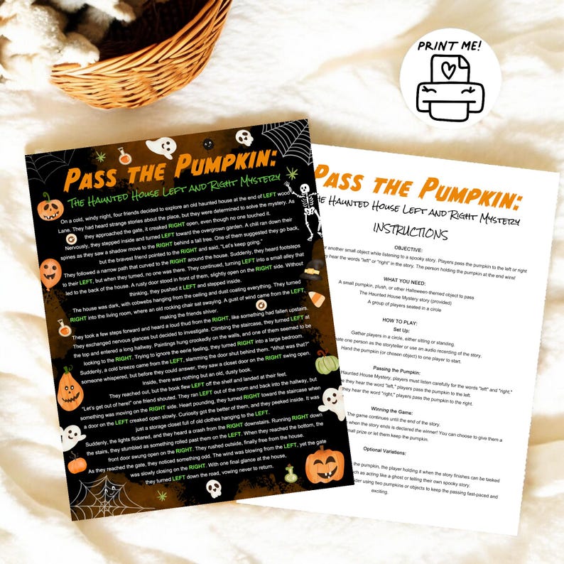 Pass the Pumpkin Game: Fun Halloween Left-right Party Game Printable ...