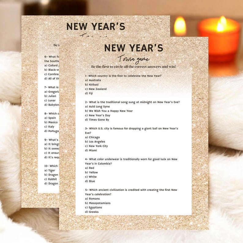 Printable New Year's Eve Trivia Game 2025 (with Answers) – Fun Office ...