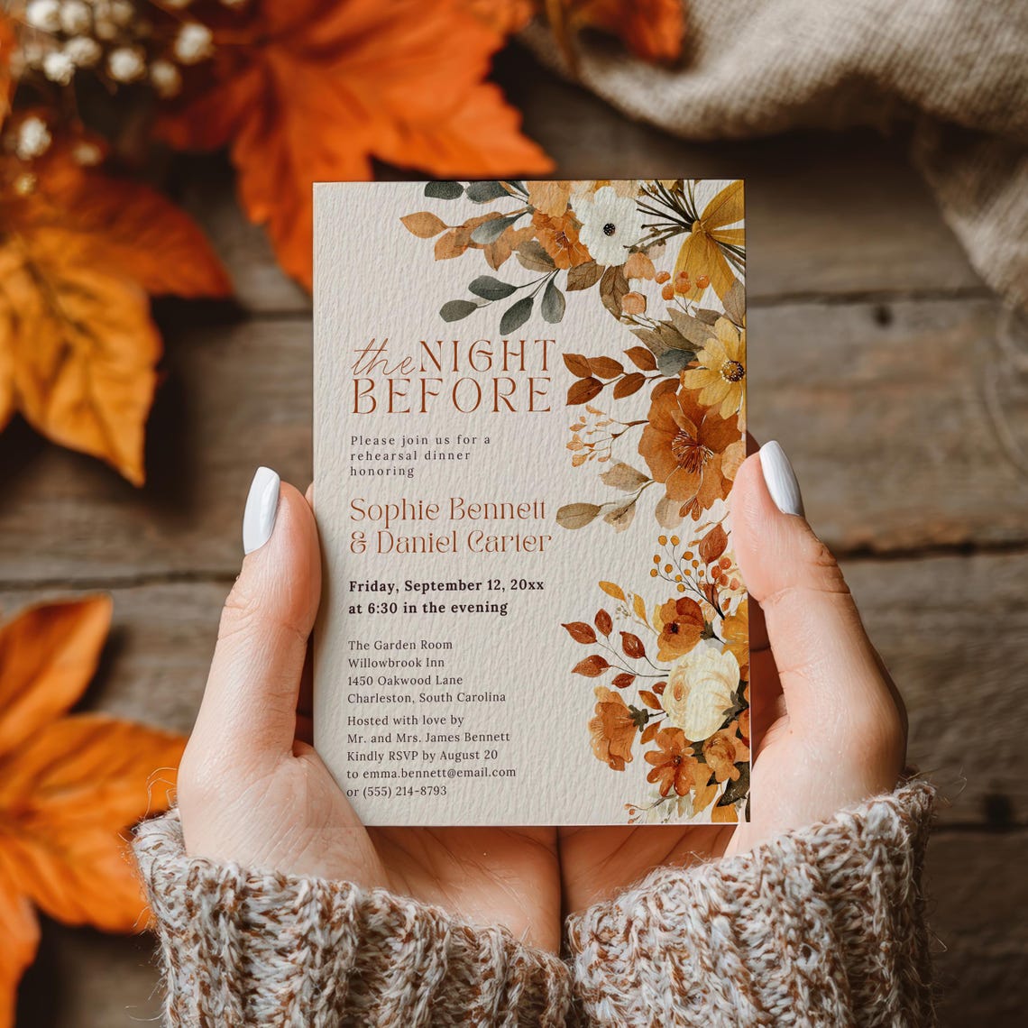 Rustic Fall Rehearsal Dinner Invitation & Digital Evite | the Night ...