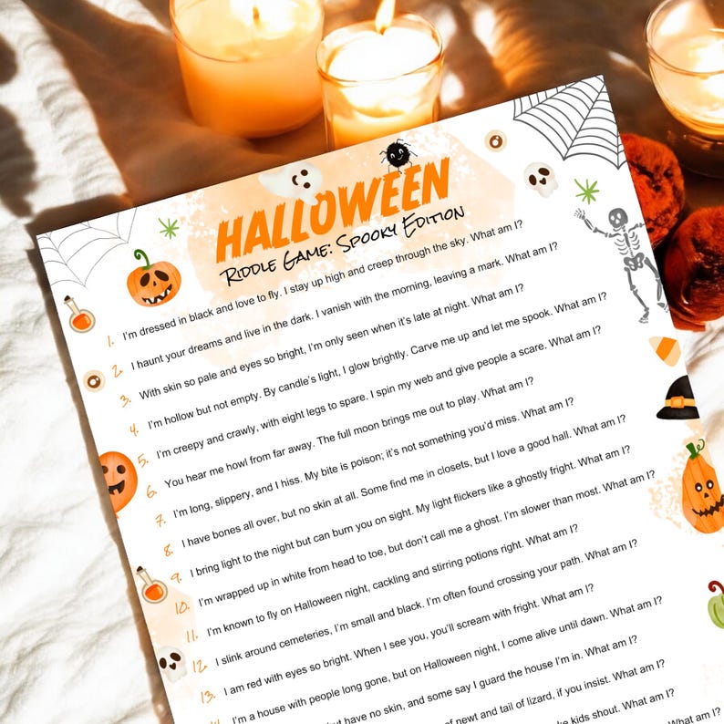Spooky Halloween Riddle Game – Printable Halloween Party Game for Kids ...