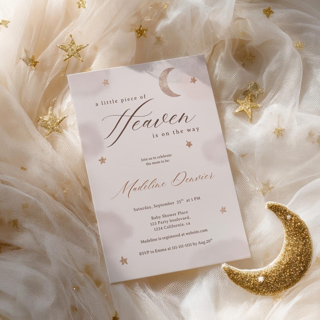 Heaven Sent Baby Shower Invitation & Evite: Gender Neutral Clouds, Rose ...