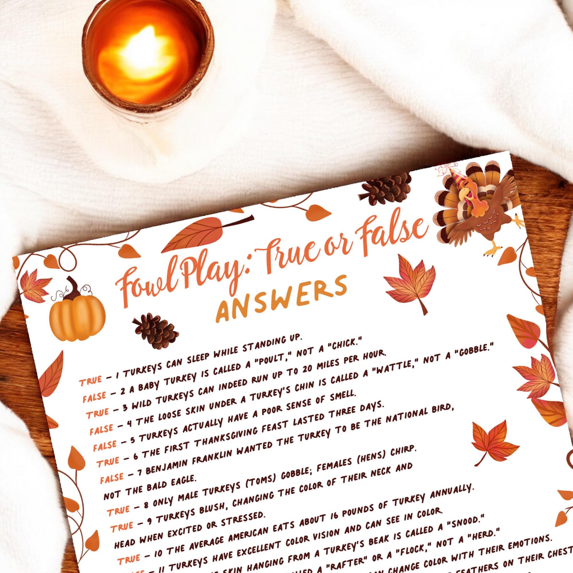 Fowl Play: True or False Thanksgiving Game – Fun Turkey Trivia for ...