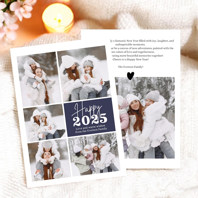 Happy New Year 2025 Six-photo Collage Template| Printable Editable ...