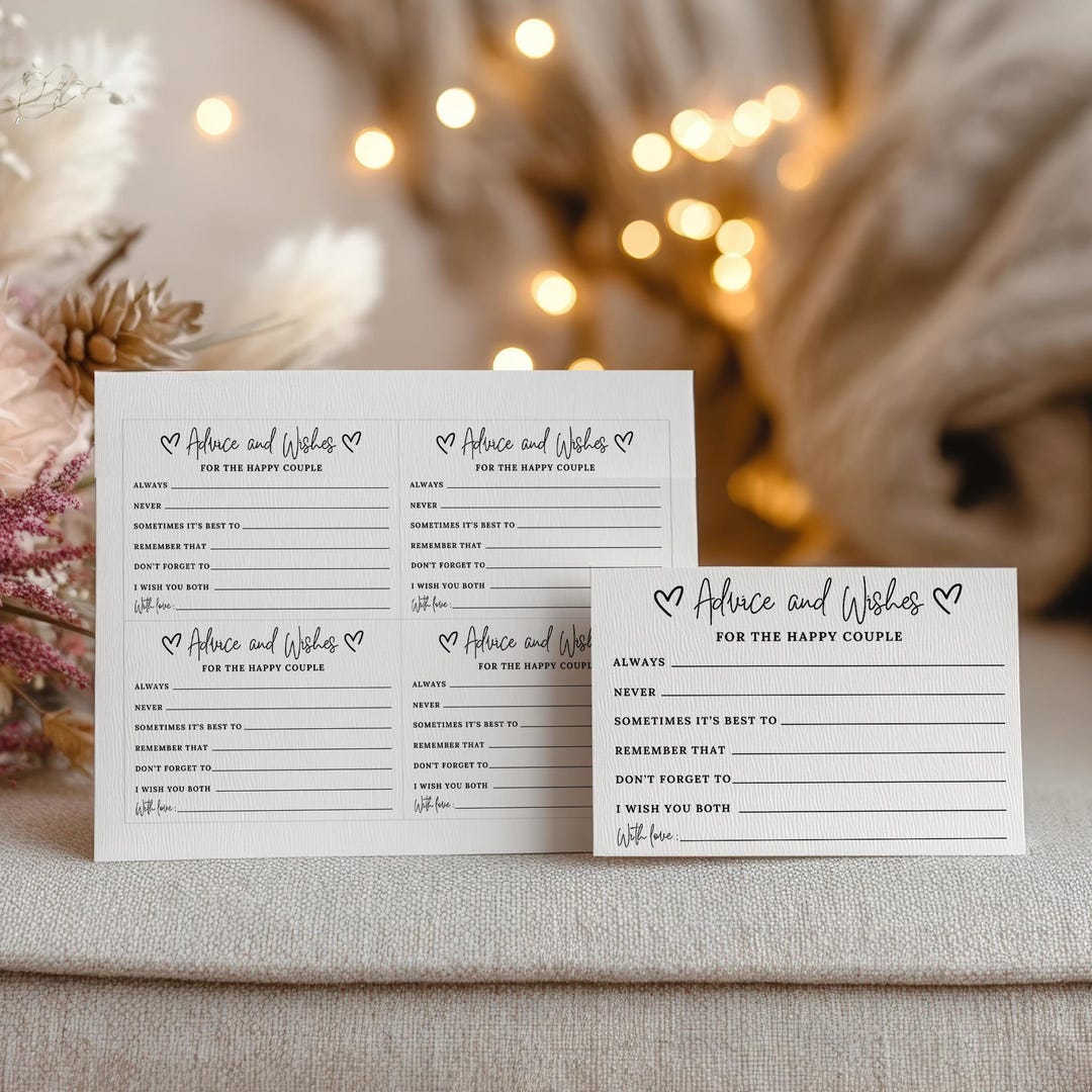 Editable Advice and Wishes for Bride and Groom, Wedding Cards: Bridal ...