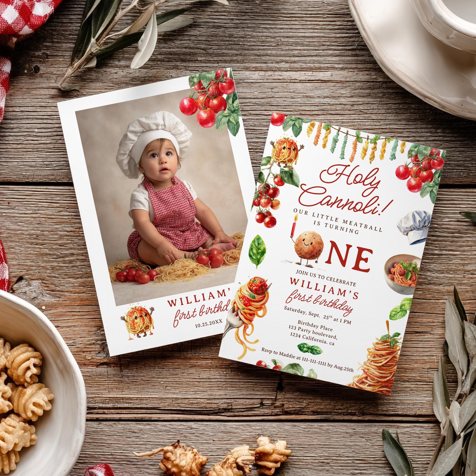 Printable Holy Cannoli Our Little Meatball One: 1st Birthday Invitation ...