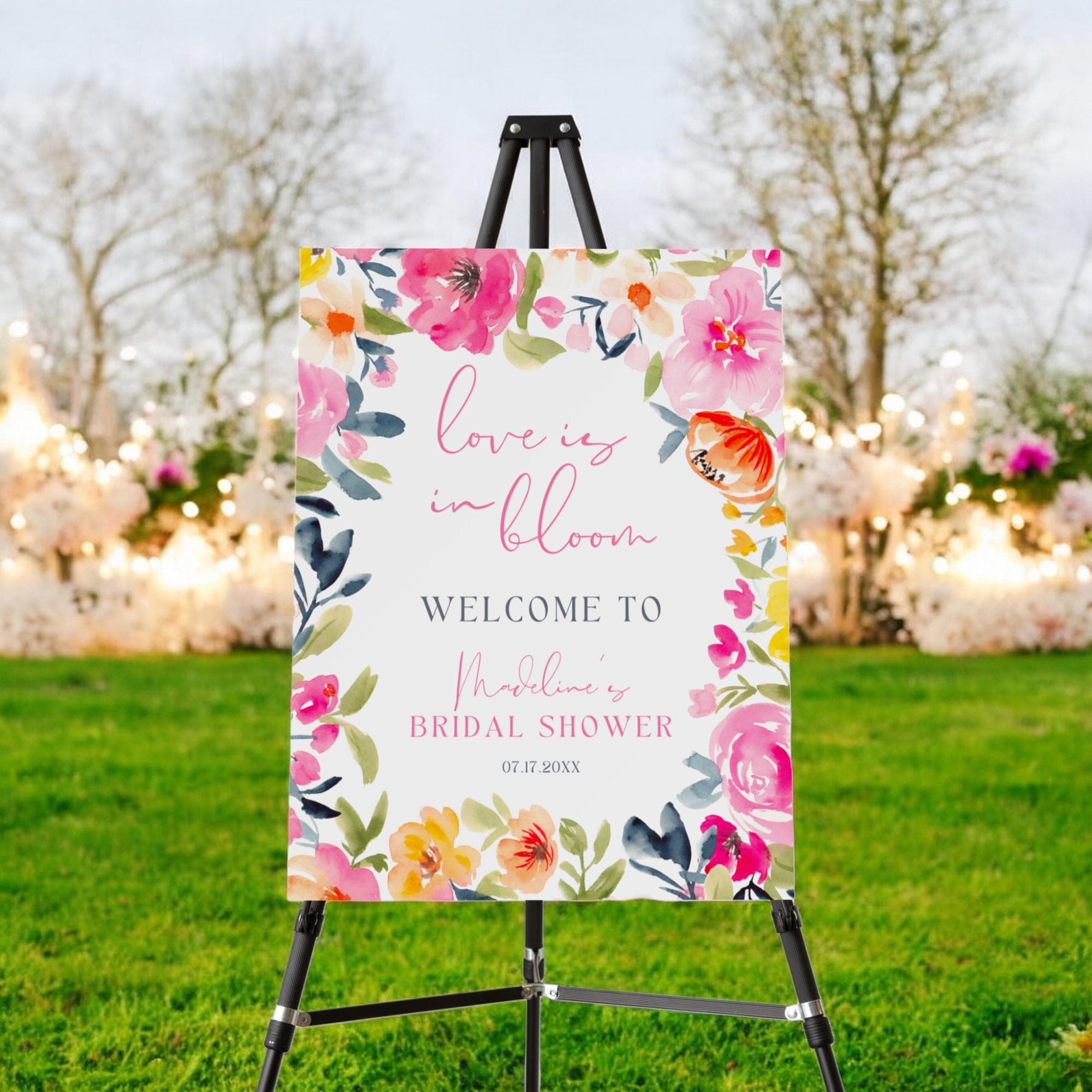 Boho Love is in Bloom Bridal Shower Welcome Sign: Floral Watercolor ...