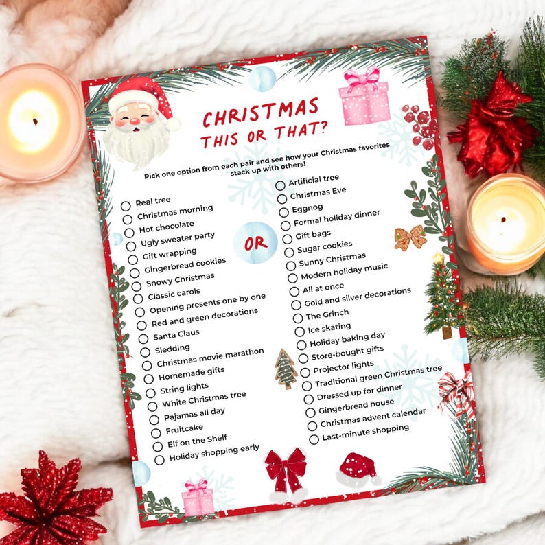 Fun Christmas "this or That" Game | Printable Holiday Party Activity ...