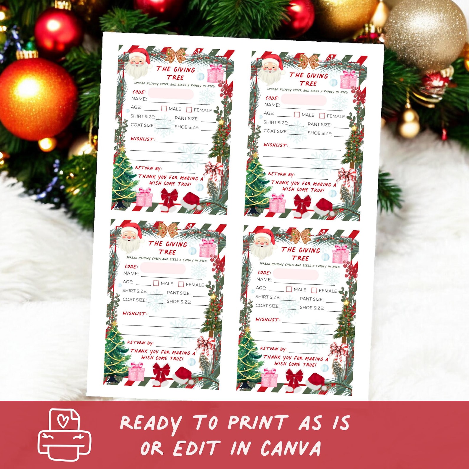 Giving Tree Gift Tag Flyer | Editable Christmas Charity Templates ...