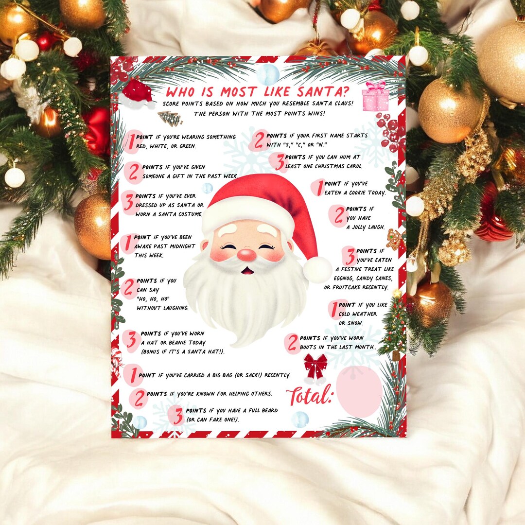 Who is Most Like Santa? Christmas Party Game Printable, Festive ...