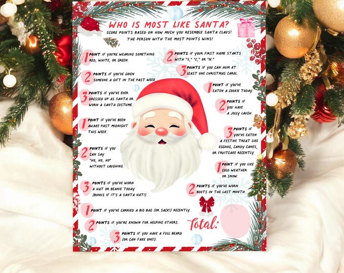 Who is Most Like Santa? Christmas Party Game Printable, Fun Office - Etsy