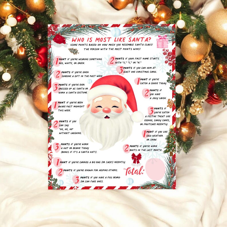Who is Most Like Santa? Christmas Party Game Printable, Fun Office ...