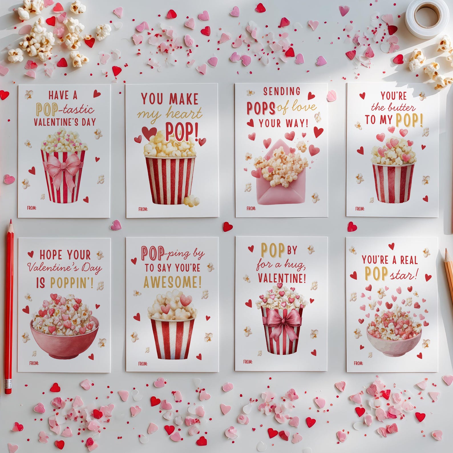 8 Popcorn Valentine's Day Cards for Kids: Classroom Poppin Valentine ...