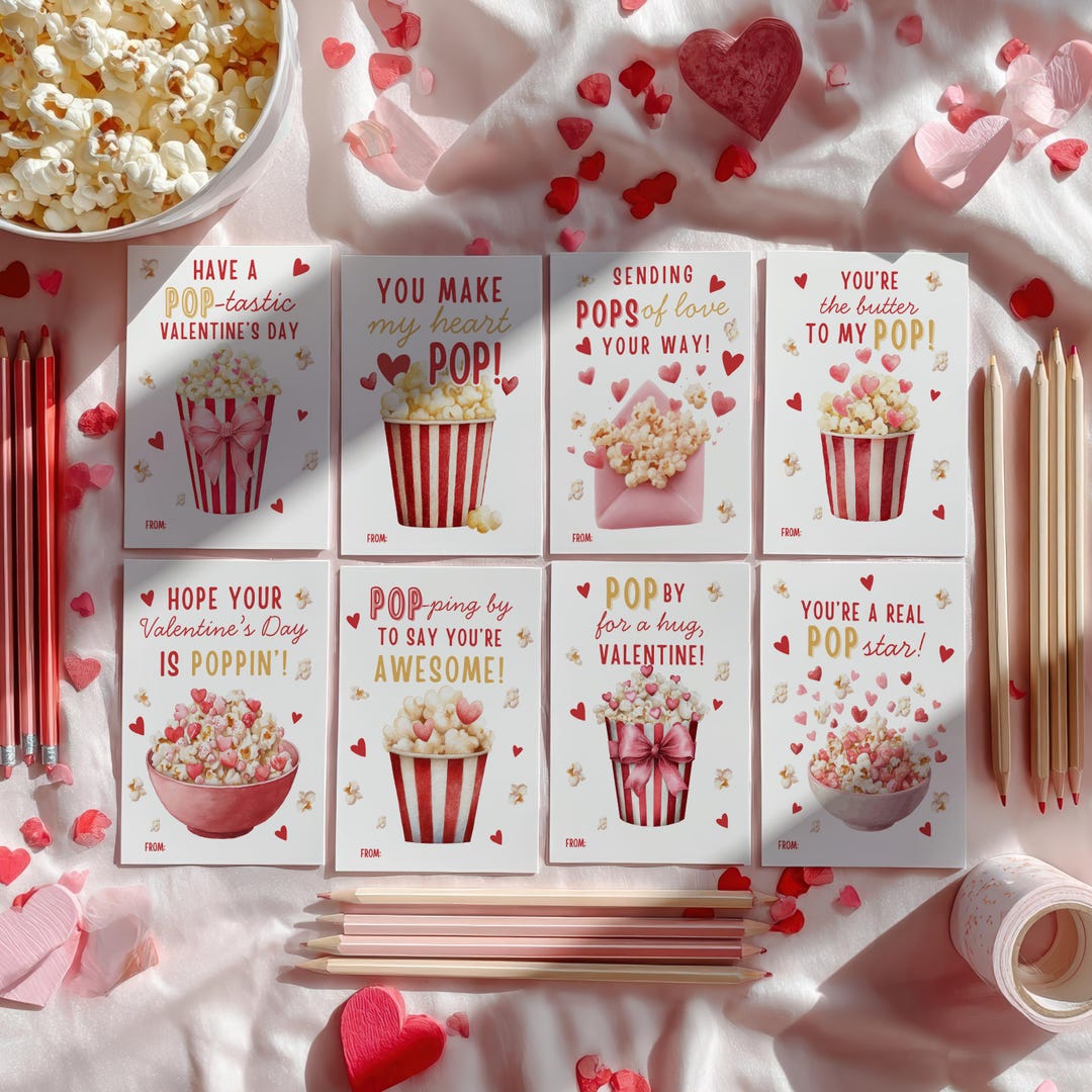8 Popcorn Valentine's Day Cards for Kids: Classroom Poppin Valentine ...