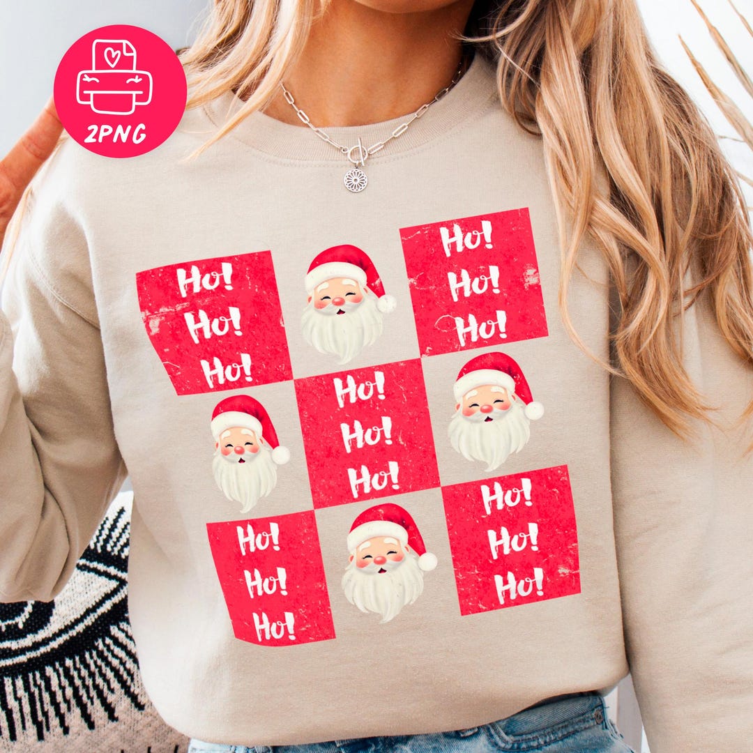 Retro Checkered Santa Claus PNG Set, Trendy Distressed Christmas PNG, Christmas Sublimation ...