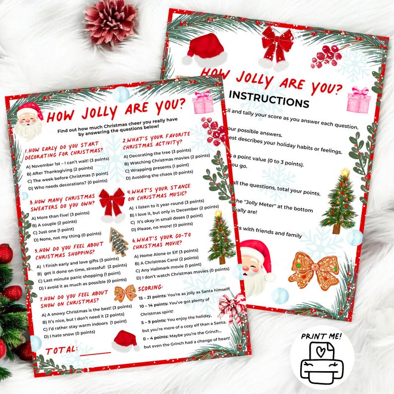 How Jolly Are You? Christmas Party Game and Instructions - Fun Holiday ...