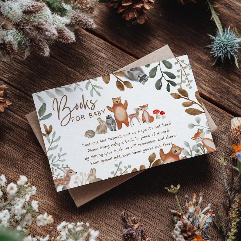 Mini paquete imprimible para baby shower con temática de bosque: linda ...