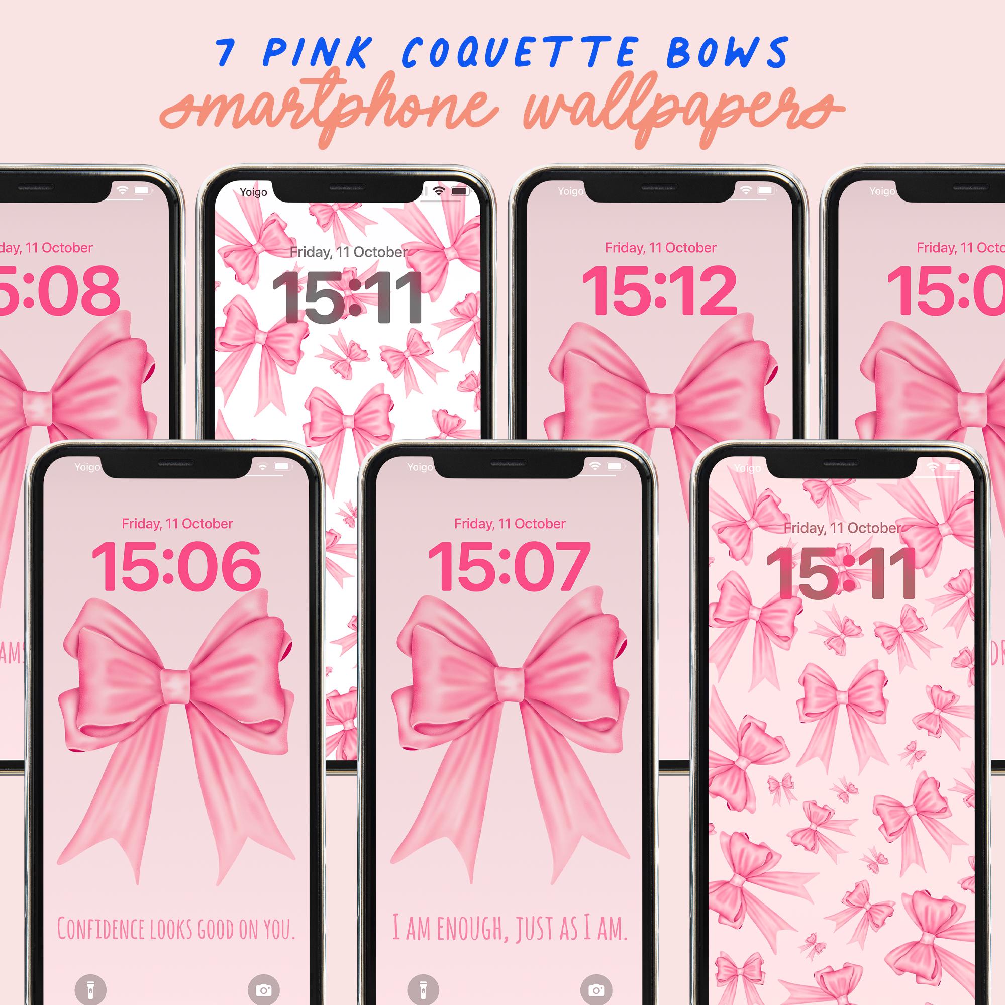 Cute Pink Coquette Bows | Positive Affirmation Smartphone Wallpapers ...