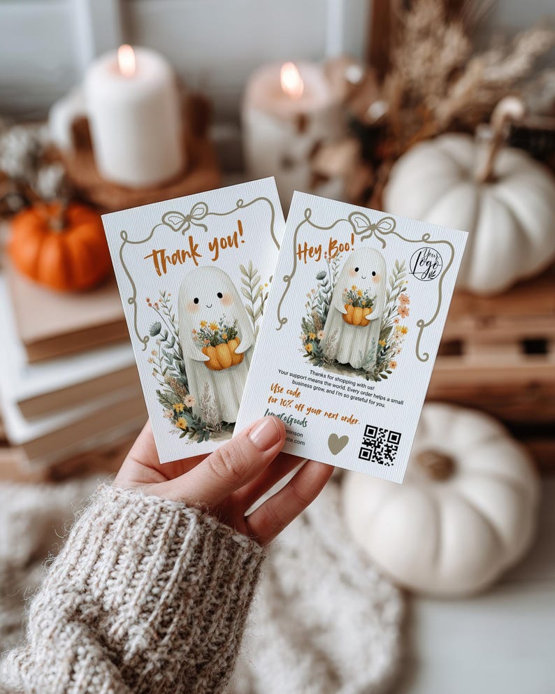 Cottagecore Ghost Thank You Card: Halloween Order Insert (4x6 ...