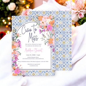 Printable "ciao to Miss" Bridal Shower Invitation – Capri-inspired ...