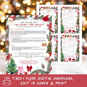 Giving Tree Gift Tag Flyer | Editable Christmas Charity Templates ...