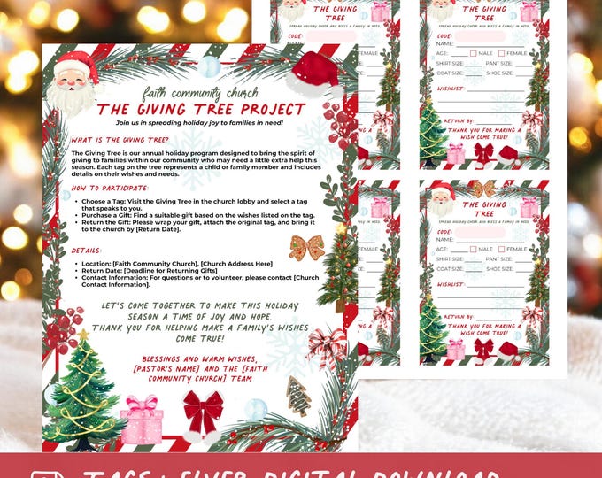 Editable Giving Tree Gift Tag, Angel Tree Gift Tag Christmas, Donation ...