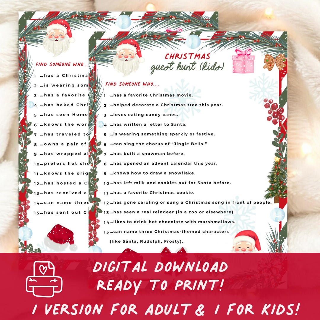 Christmas Guest Hunt Game Fun Christmas Party Game for Parties and ...