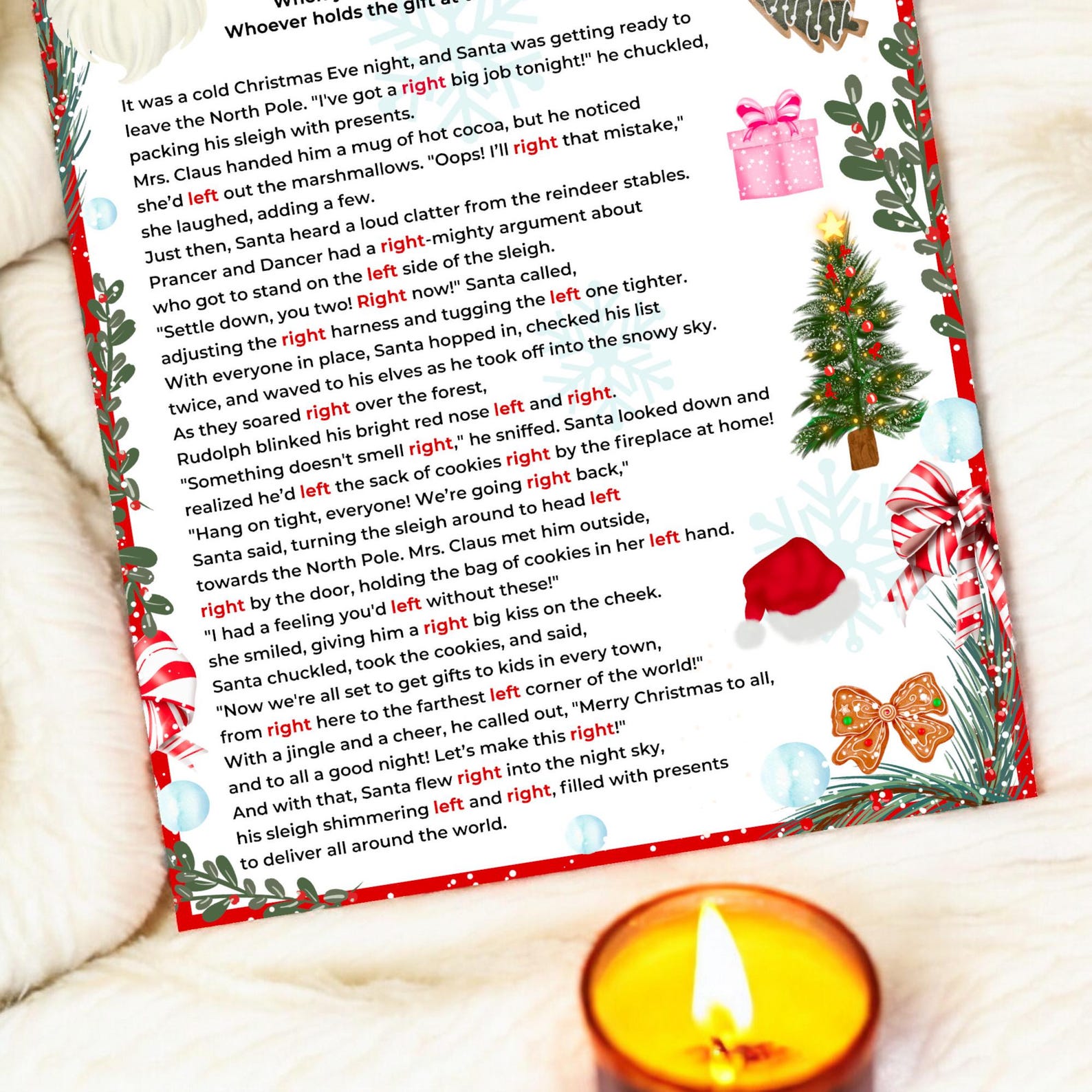 Christmas Left Right Story Game Printable, Festive Christmas Gift ...
