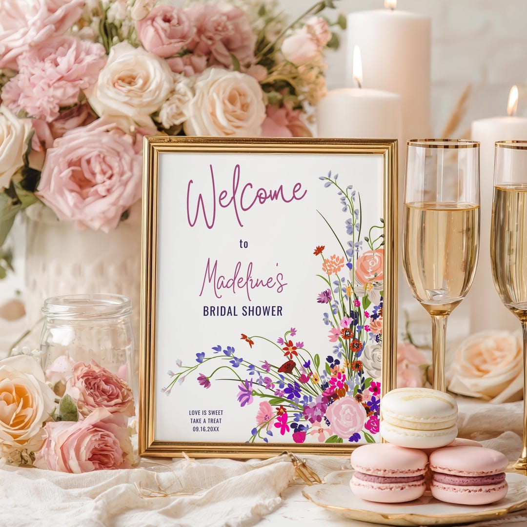 Boho Wildflowers Bridal Shower Small Welcome Sign (5x7, 8x10 ...