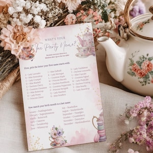 Printable What's Your Tea Party Name Game: Printable Activity for Kids ...
