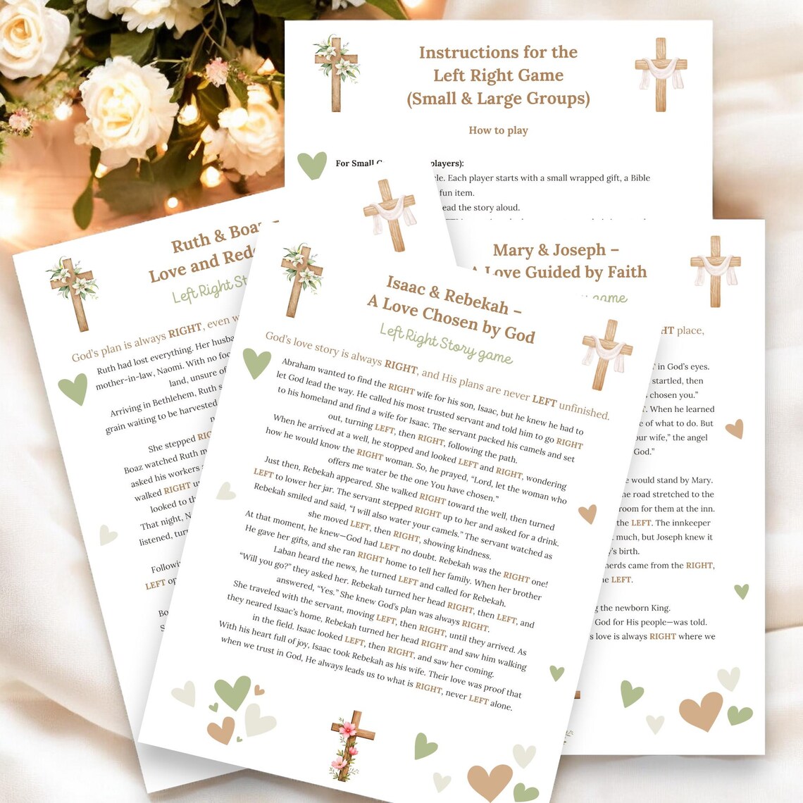 3 Printable Bible Love Story Left Right Games | Printable Christian ...