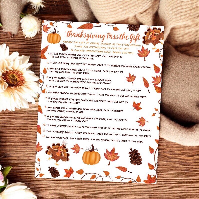 Pass the Gift Thanksgiving 3 Games: Fun Holiday Party Group Activity ...