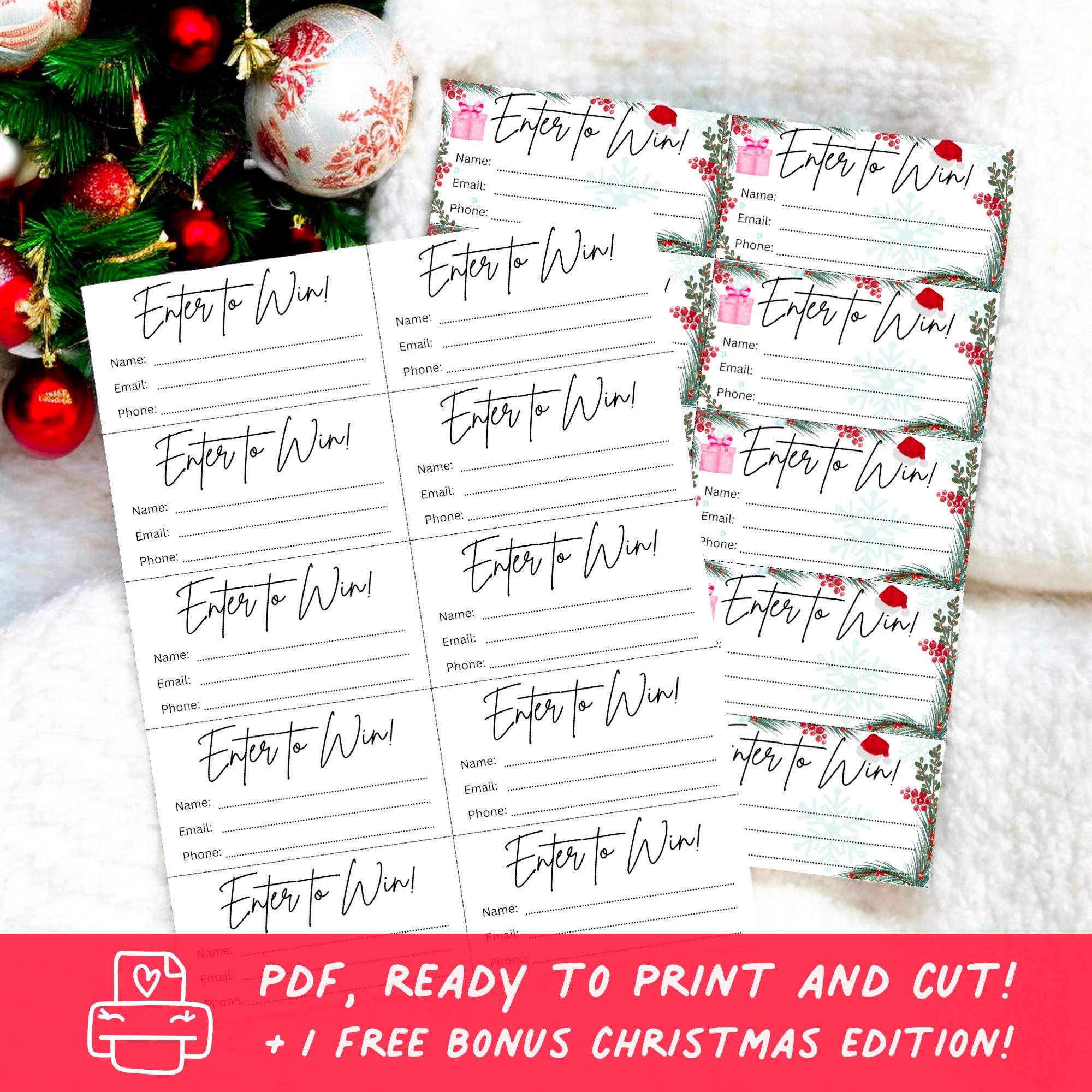 Festive "enter to Win" Raffle Ticket + Bonus Christmas Edition! Raffle ...