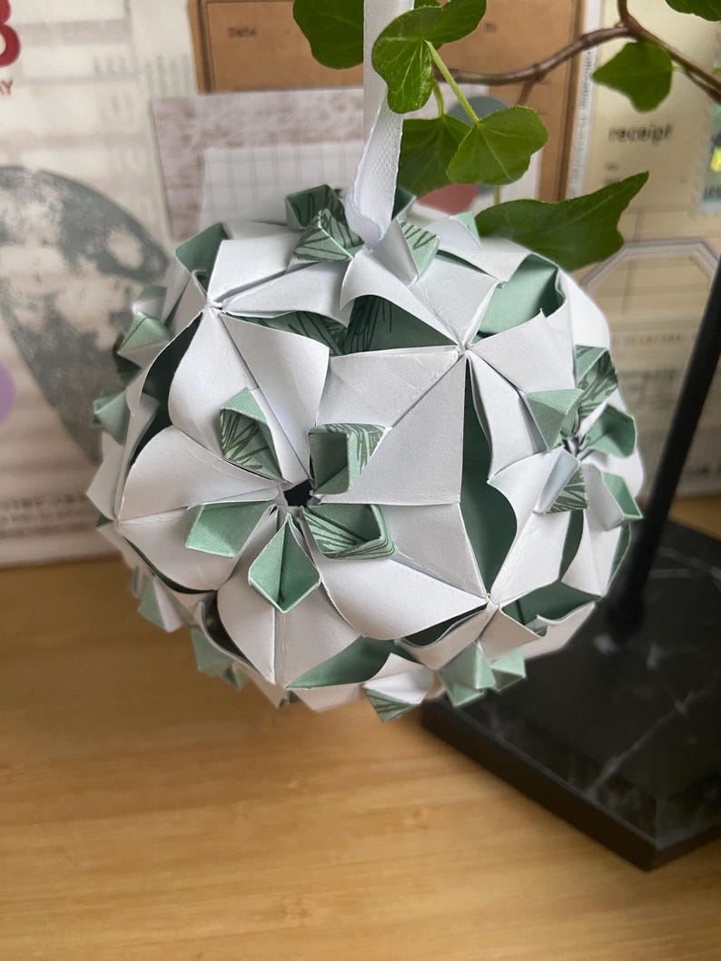 Origami Flower Ball Kusadama, Handmade Decorative Ball Ornament Made of ...