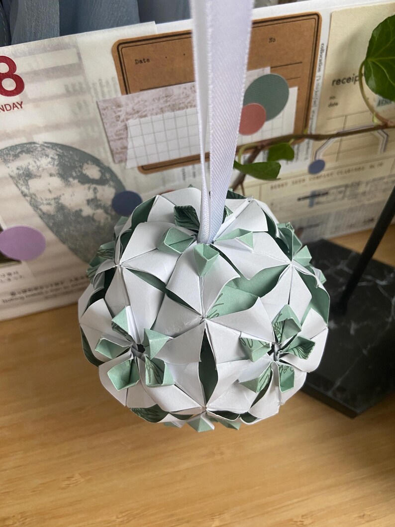 Origami Flower Ball Kusadama, Handmade Decorative Ball Ornament Made of ...