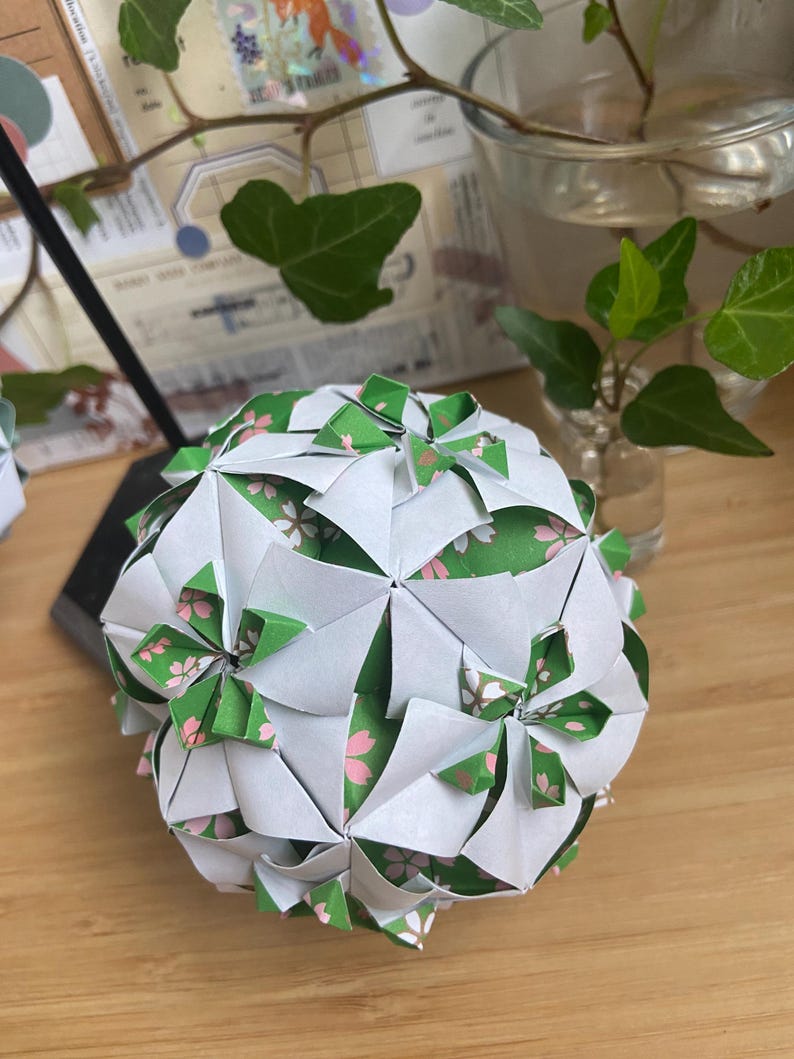 Origami Flower Ball Kusadama, Handmade Decorative Ball Ornament Made of ...