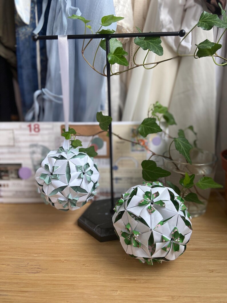 Origami Flower Ball Kusadama, Handmade Decorative Ball Ornament Made of ...