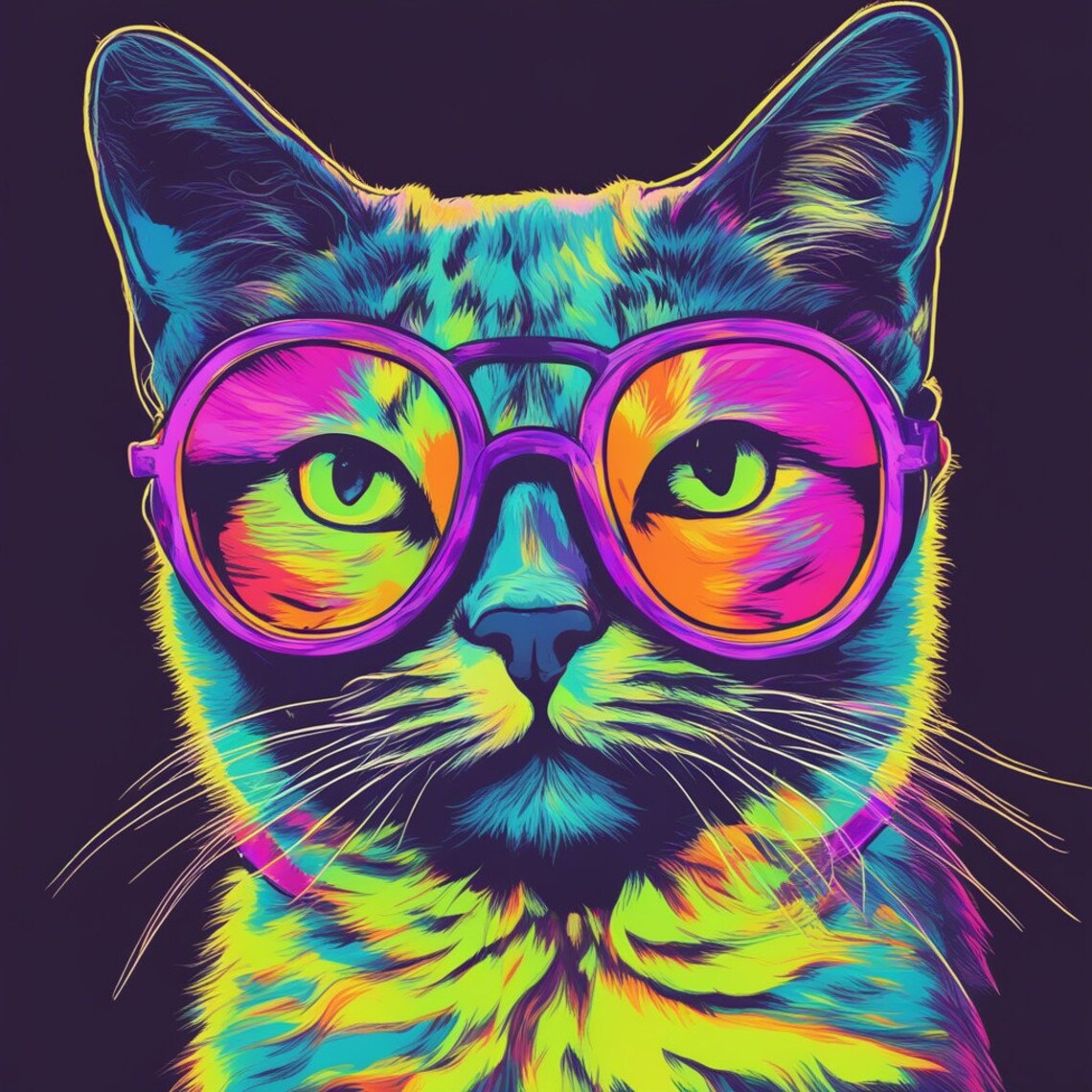 Tripping Cats With Glasses PNG Art Files for Laser and 3D Engraving Patterns, Png Art Printables ...