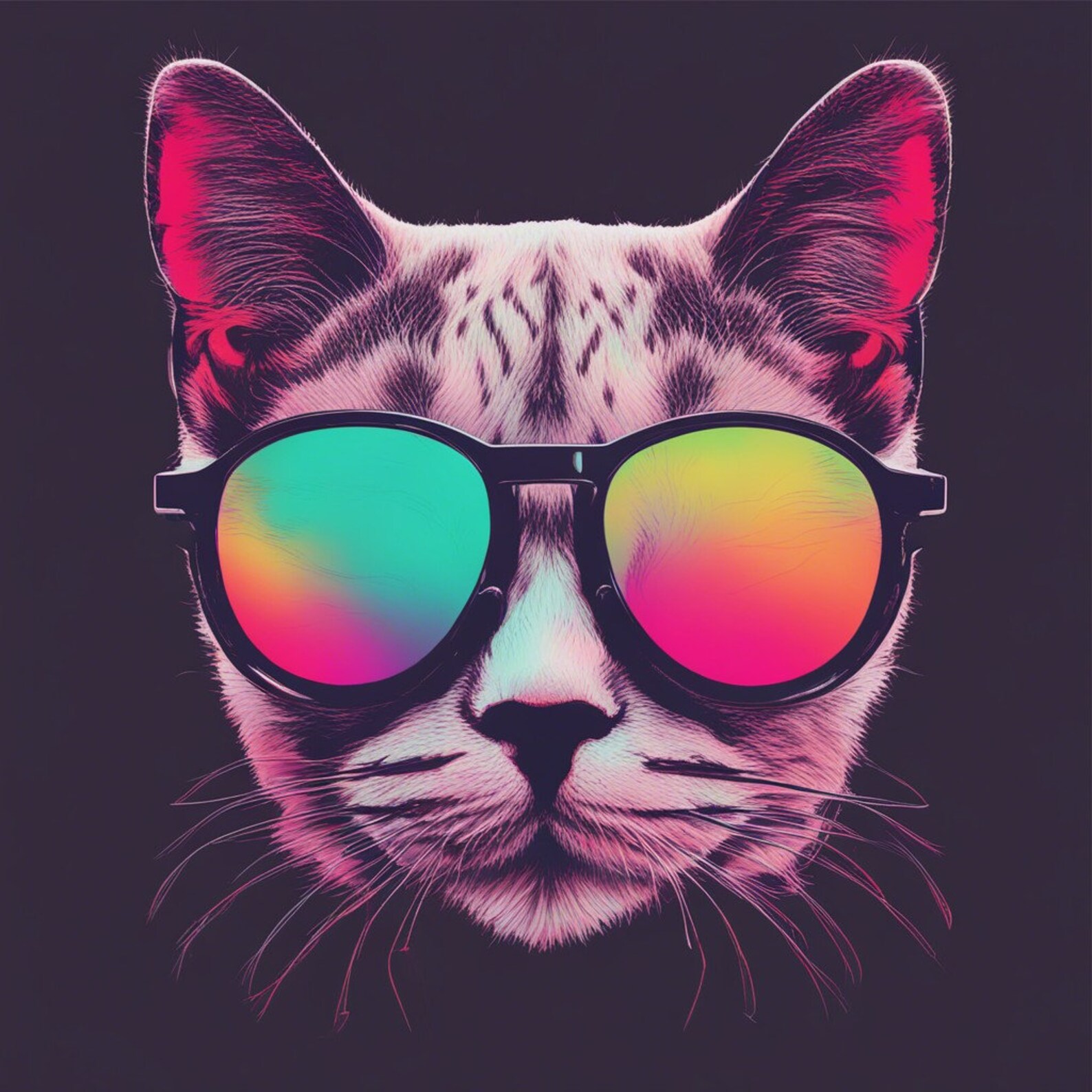 Tripping Cats With Glasses PNG Art Files for Laser and 3D Engraving Patterns, Png Art Printables ...