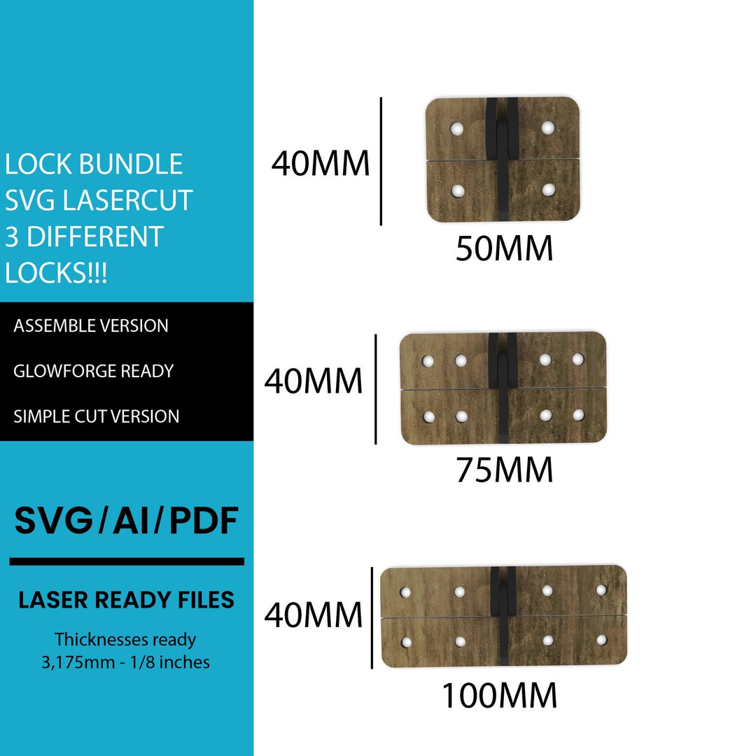 Laser Cut SVG Lock Templates for DIY Projects and Glowforge, Lasercut ...