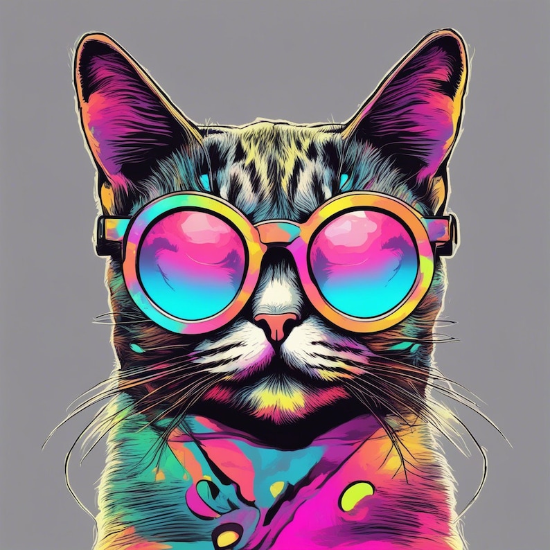 Tripping Cats With Glasses PNG Art Files for Laser and 3D Engraving Patterns, Png Art Printables ...