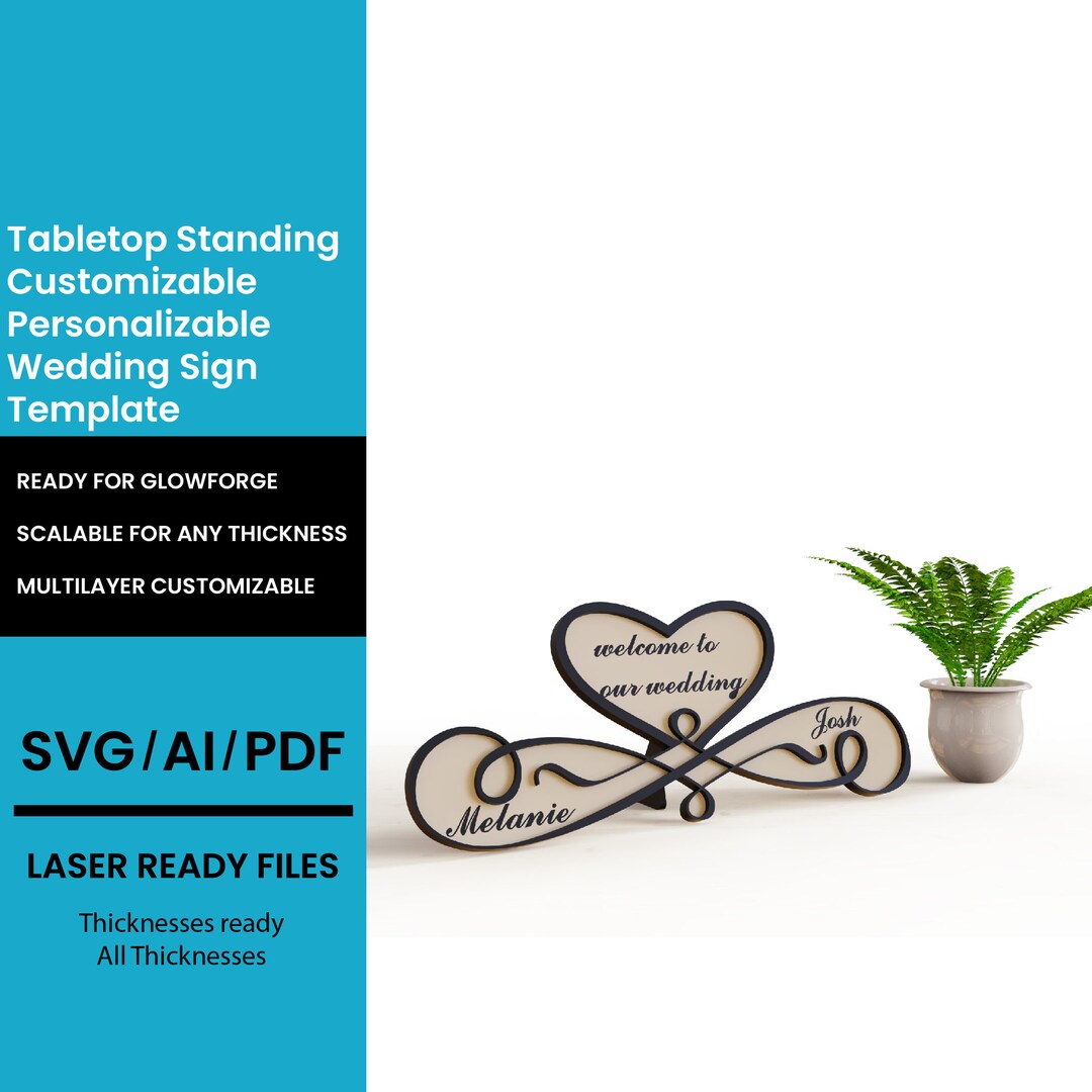 Unique Lasercut Wedding Sign Stand Svg Laser Cut Plans - Glowforge ...