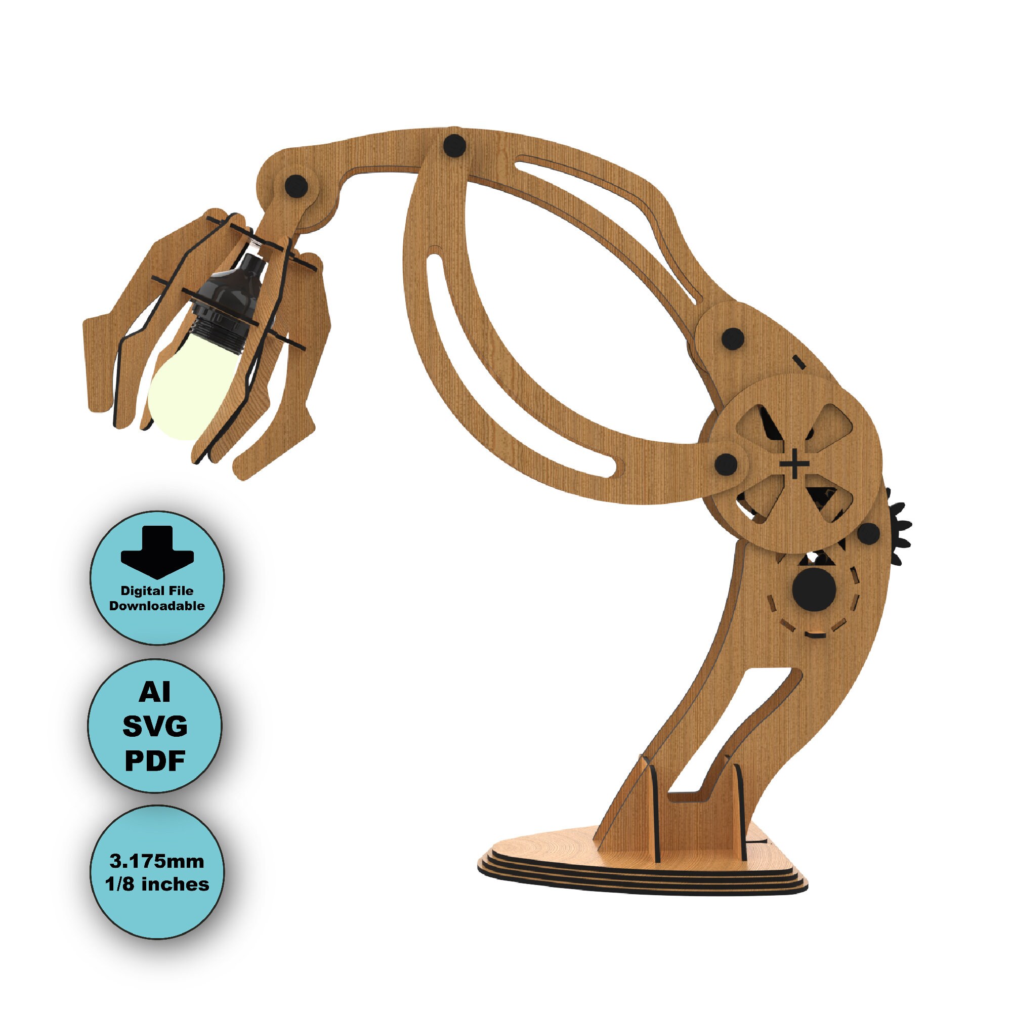 DIY Wooden Mecha Lamp Laser Cut Files, SVG Download for Glowforge ...