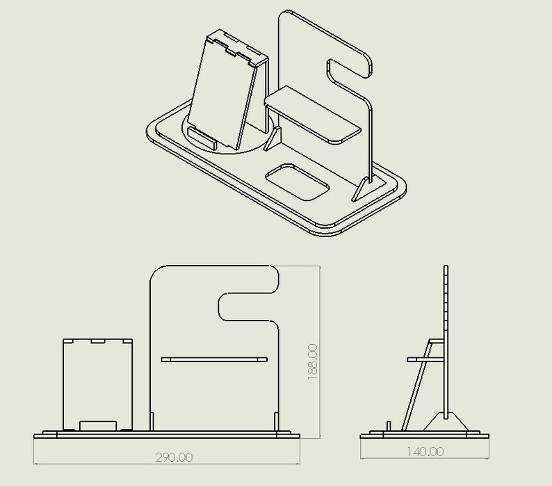 Digital Glowforge Ready SVG Desktop Phone Stand Organizer Download ...