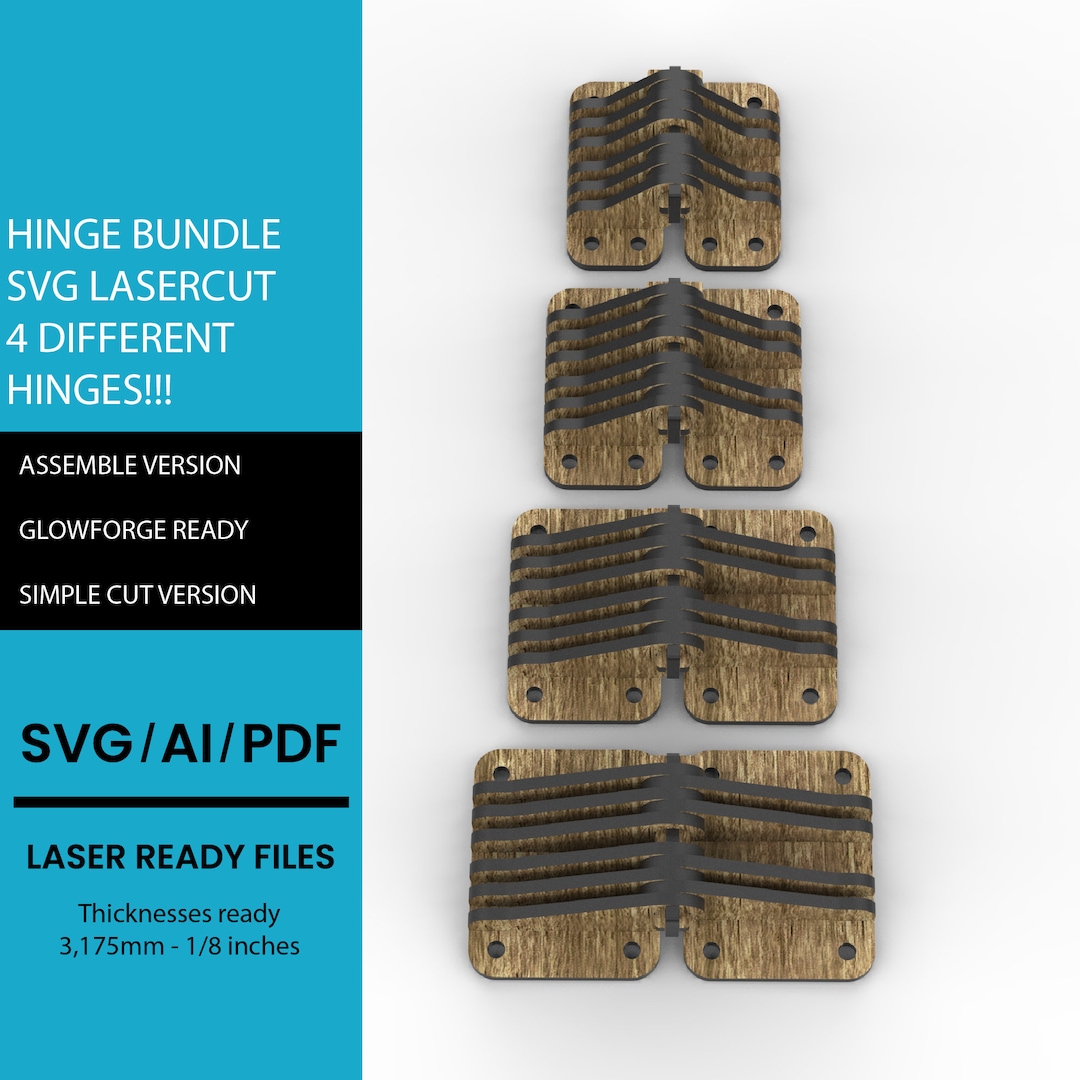 Laser Cut Hinge Templates Bundle for DIY Projects, Glowforge Ready SVG ...