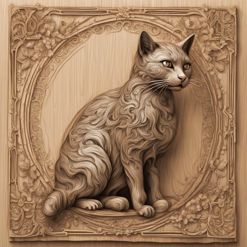 Laserburn Engrave Files Wooden Cats Bundle 3D Laser Illusion Engraving ...
